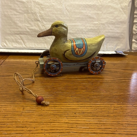 Other | Vintage Wooden Carve Duck On Wheels | Poshmark